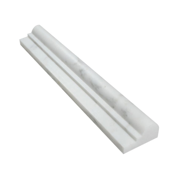 Oriental White Marble Single-Step Chair Rail Trim Honed 2x12 - Tilephile