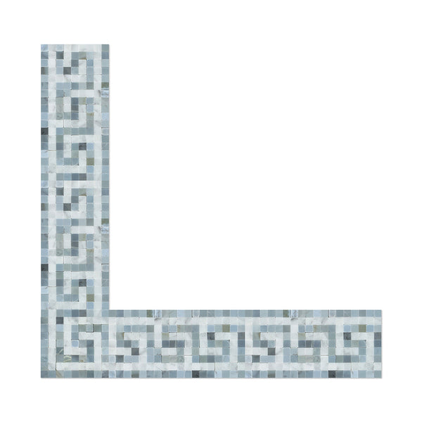 Bianco Carrara Marble Greek Key Corner Polished - Blue | Tilephile