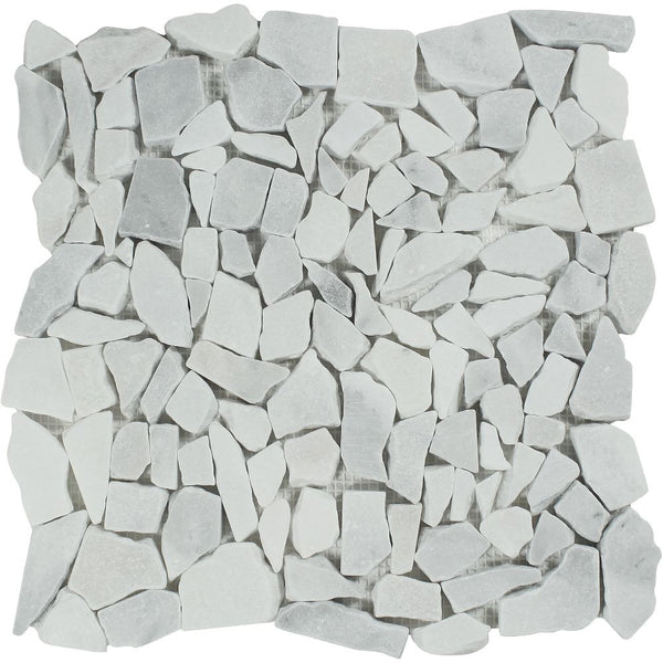 Bianco Mare Marble Random Broken Mosaic Tile Tumbled | Tilephile