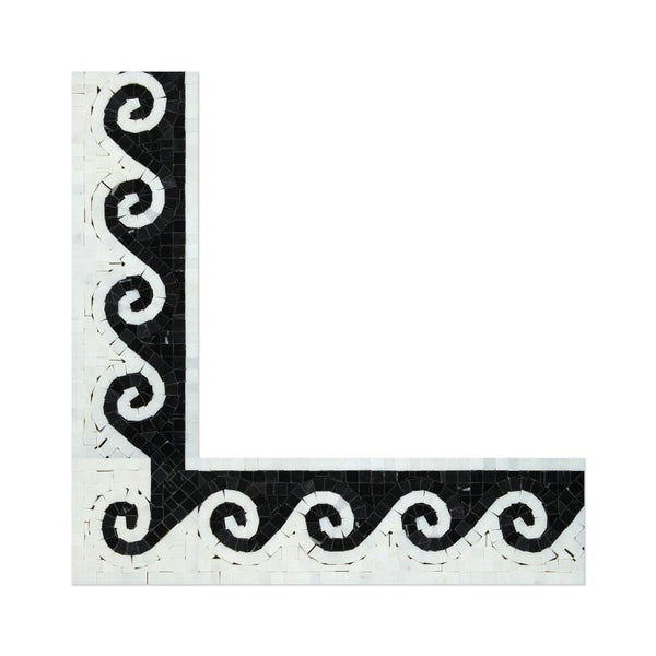 Oriental White Marble Wave Corner Honed with Black Dots | Tilephile